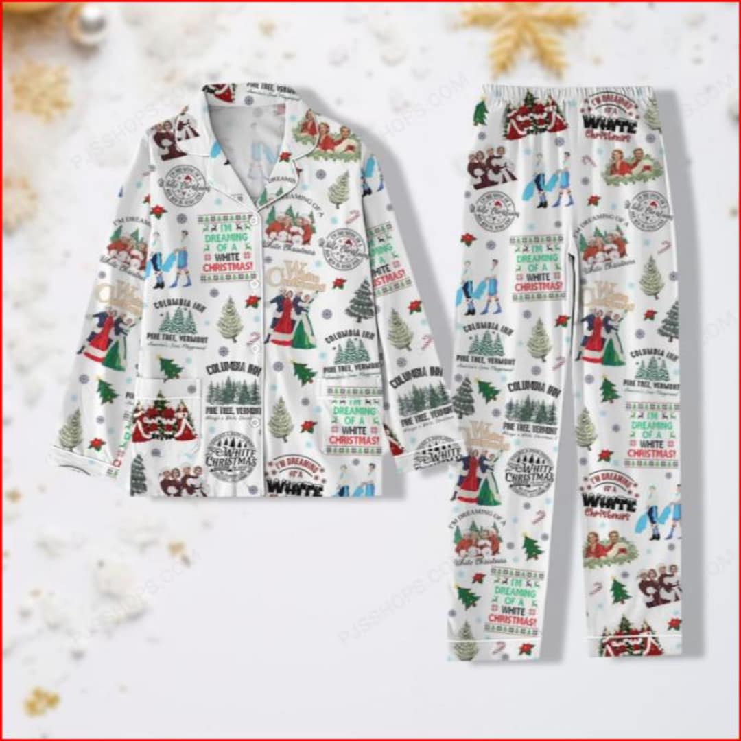 White Christmas Movie Pajamas Set, Womens Pajama Pants, Christmas Song ...