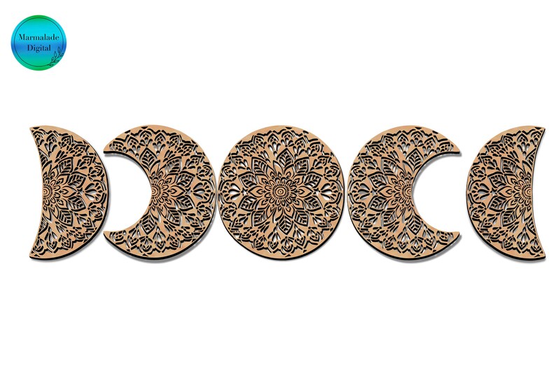 Mandala Moon Phase SVG Laser Cut File: Glowforge Ready (digital ...