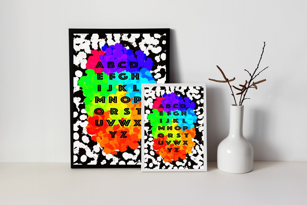 Digital Download Alphabet Rainbow Print, Printable Alphabet Poster ...