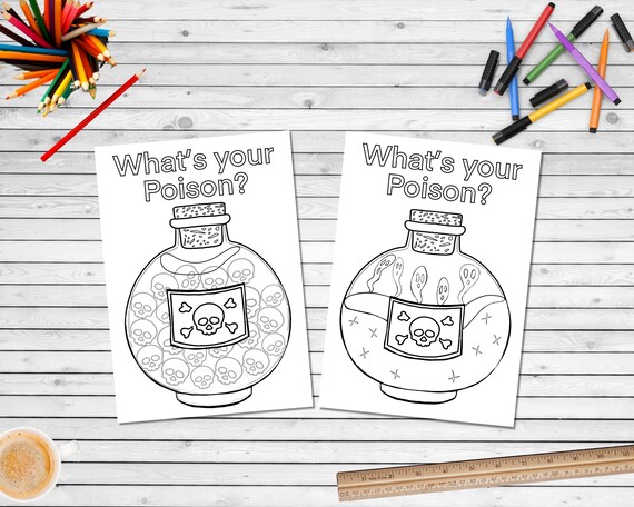 What's Your Poison Poison Bottle Colouring Pages - Etsy