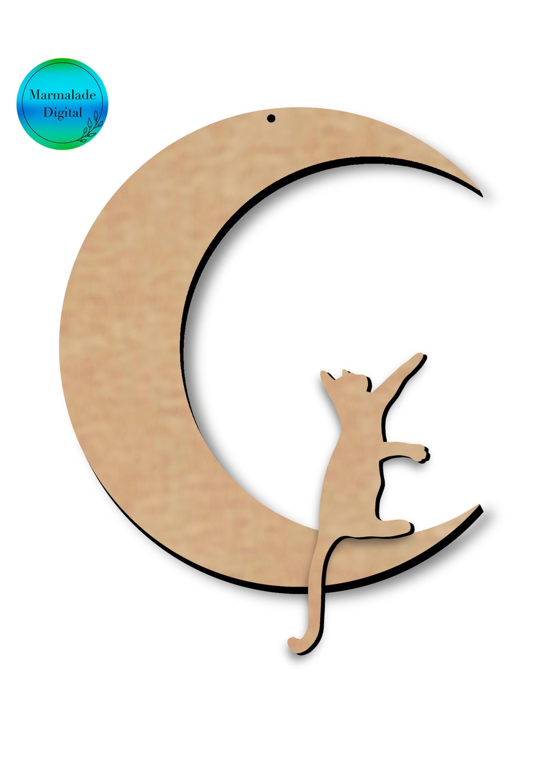 Crescent Moon Cat SVG File, Digital Download, Laser Cutting File ...