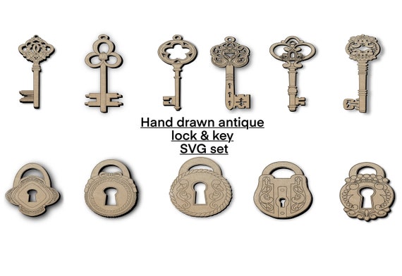 Handdrawn Antique Lock and Key SVG Digital Download File - Etsy