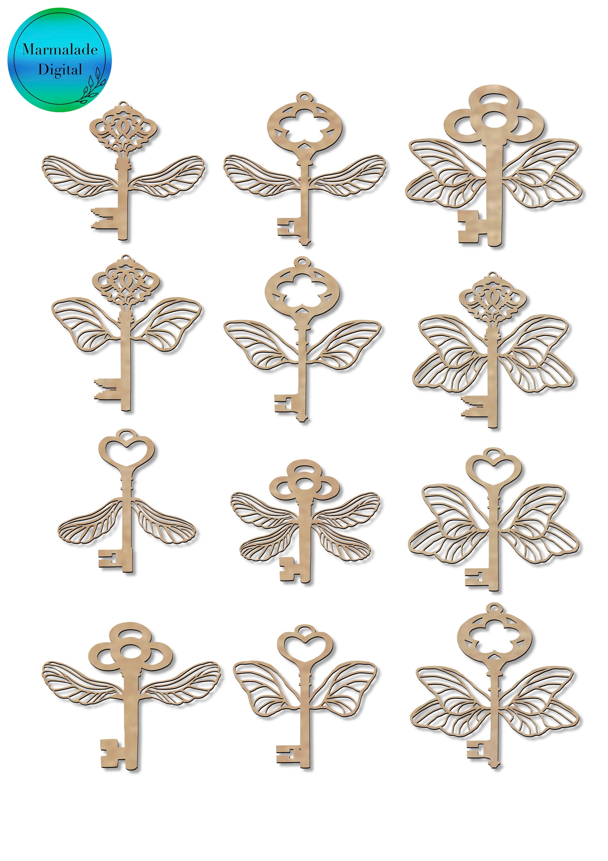 Handdrawn Magical Flying Winged Antique Key SVG Digital Download File ...