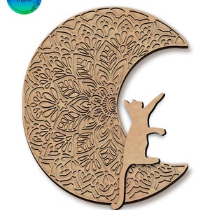 Mandala Moon and Cat SVG File, Digital Download, Laser Cutting File ...