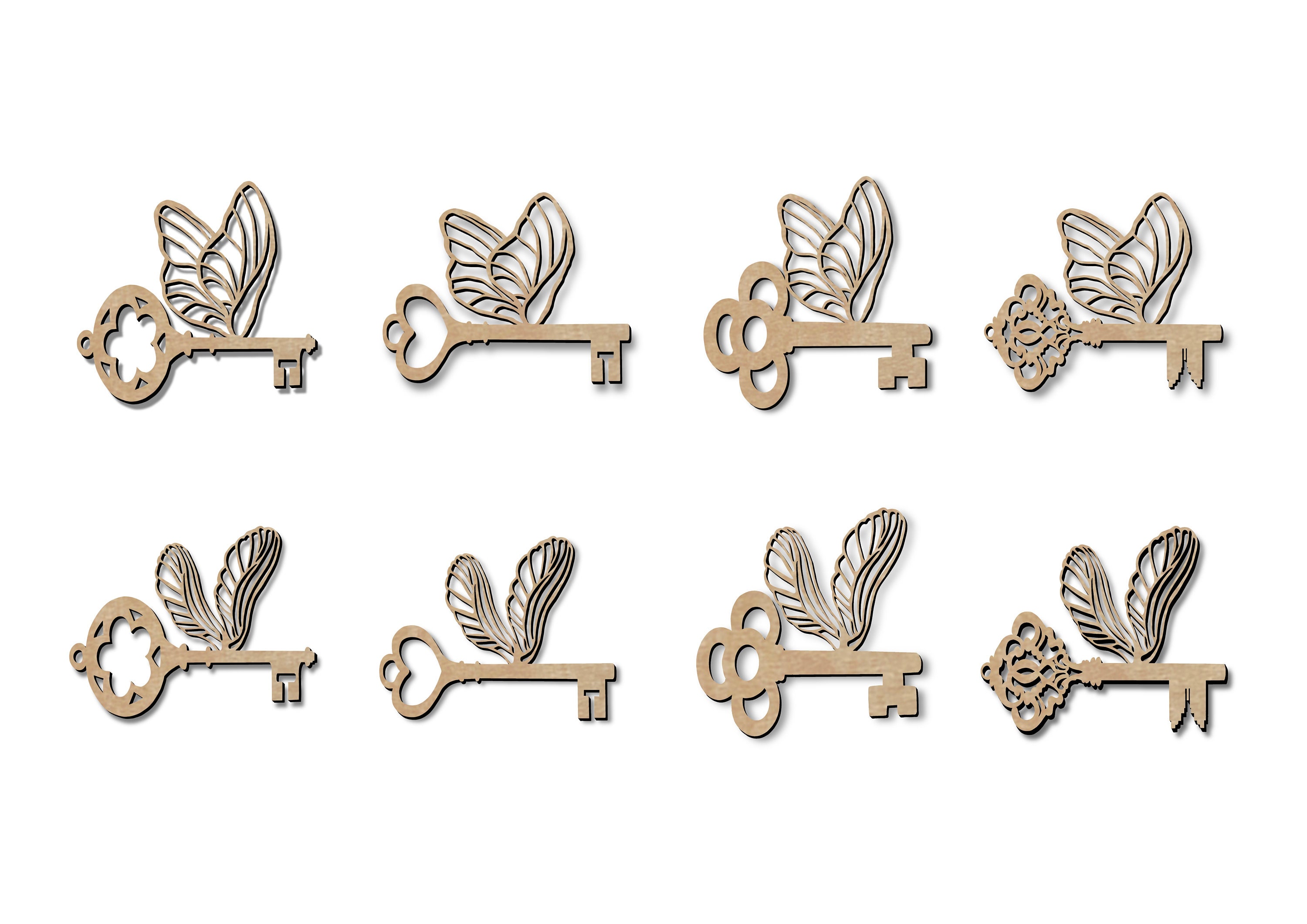 Magical Flying Key Wall Hanging Kit SVG Files, Handdrawn Magical Winged ...