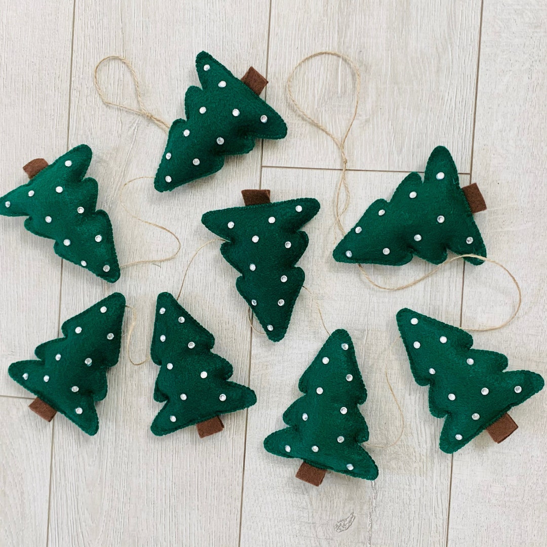 Christmas Garland, Holiday Garland, Felt Christmas Trees Garland, Green ...
