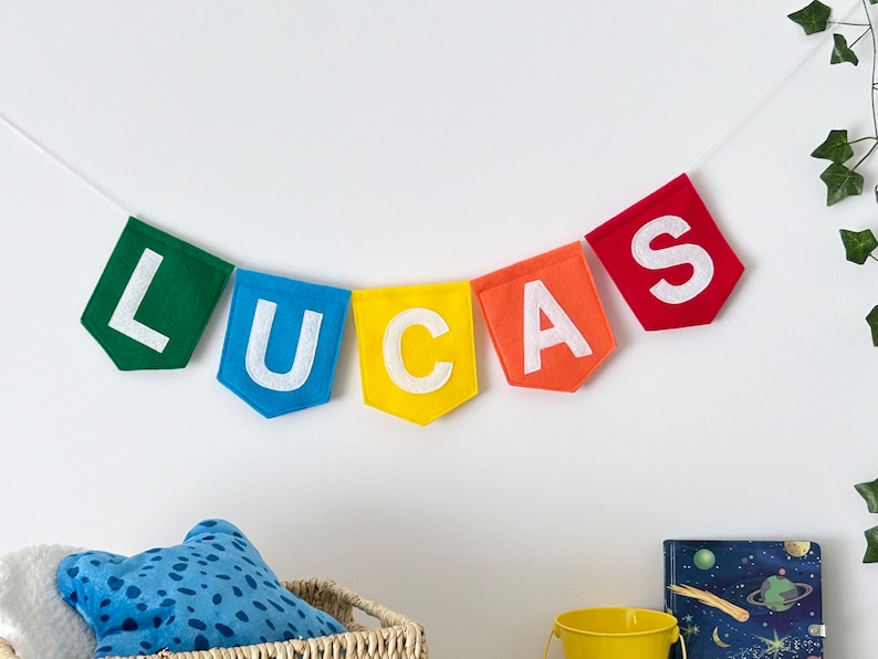Personalized Felt Name Banner: Rainbow Nursery Decor - Etsy