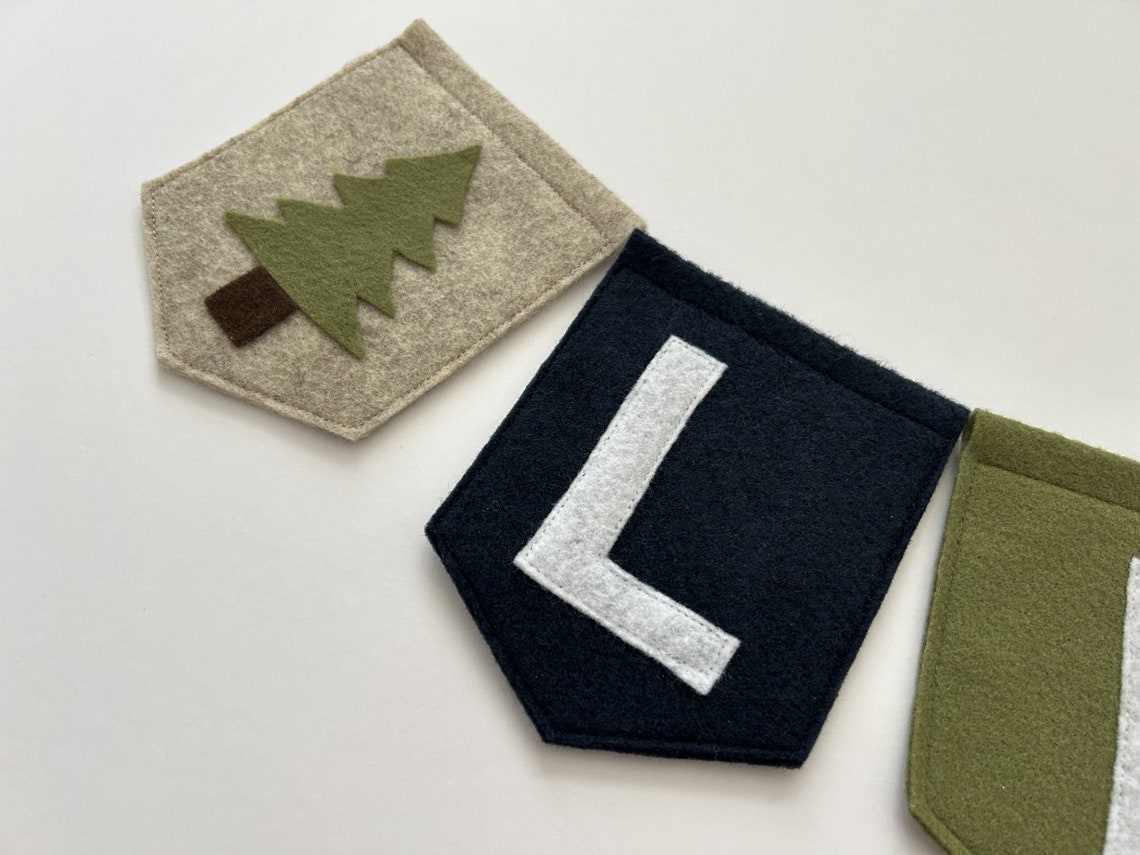 Woodland Name Bunting, Felt Name Banner With Custom Text, Tree Name ...