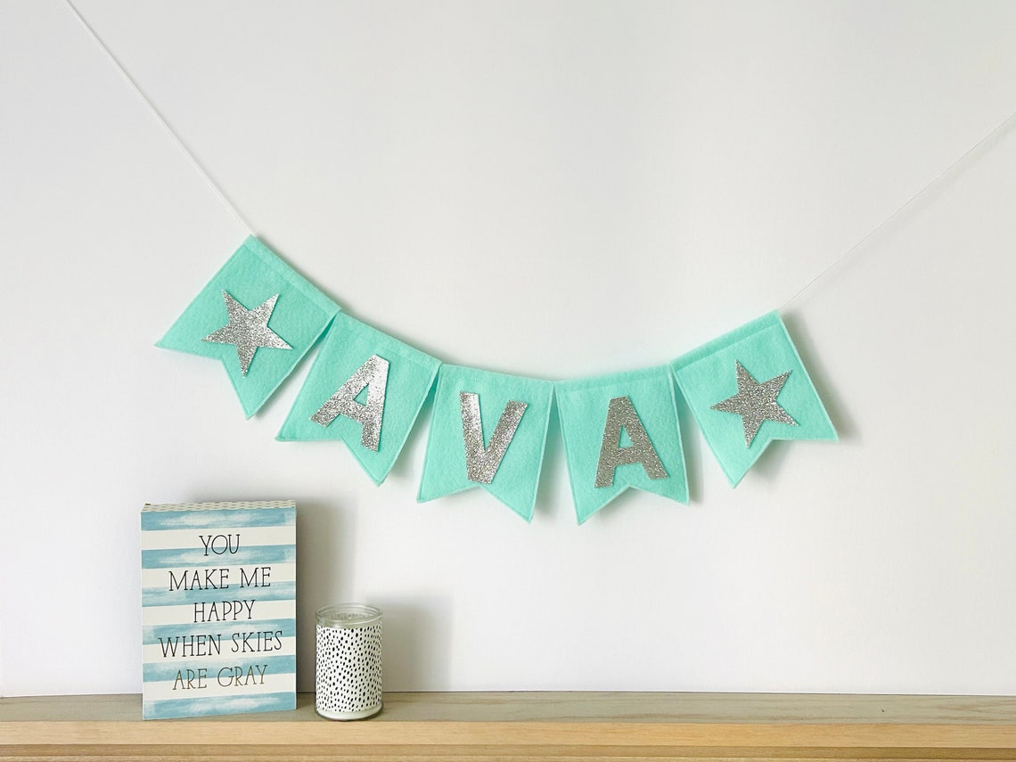 Custom Name Banner Stars Name Bunting Felt Baby Name Garland for ...