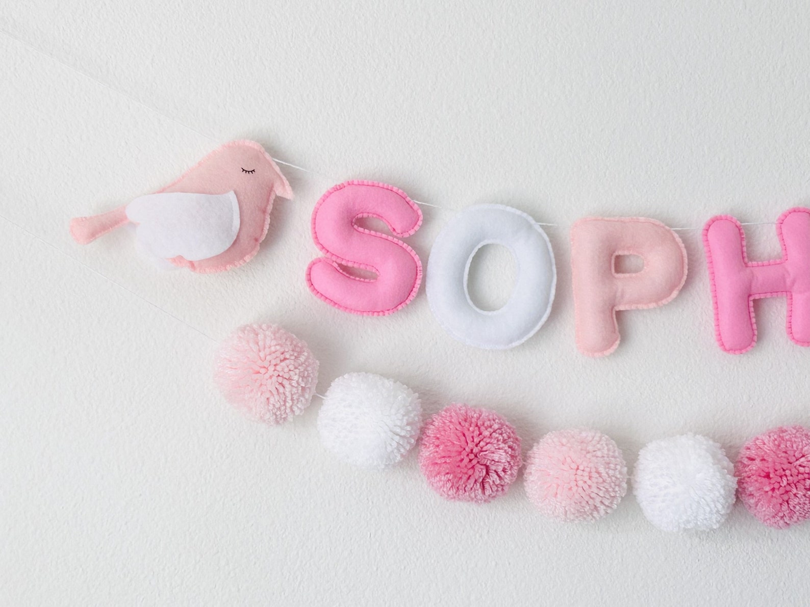 Felt Name Banner, Custom Baby Name Garland, Birds Name Banner ...