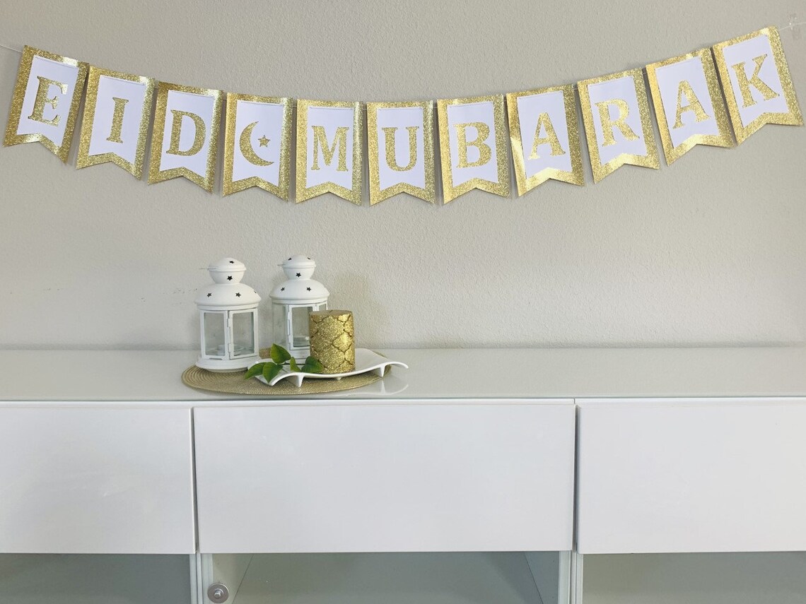 Eid Banner, Eid Mubarak Garland, Eid Gold Banner, Eid Decoration, Eid ...