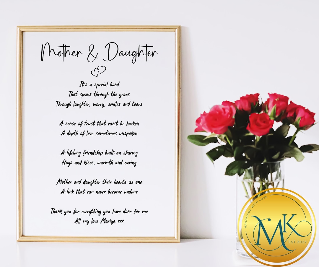 Mother and Daughter Print / Mother & Daughter Poem / Mothers - Etsy