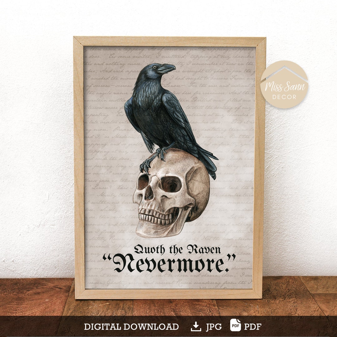 The Raven Poster Edgar Allan Poe Wall Art Dark Academia - Etsy