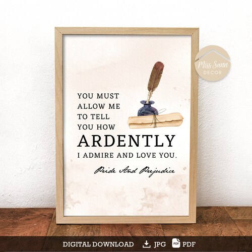 Pride and Prejudice Quotes Jane Austen Printable Quote Set - Etsy