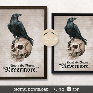 The Raven Poster Edgar Allan Poe Wall Art Dark Academia - Etsy
