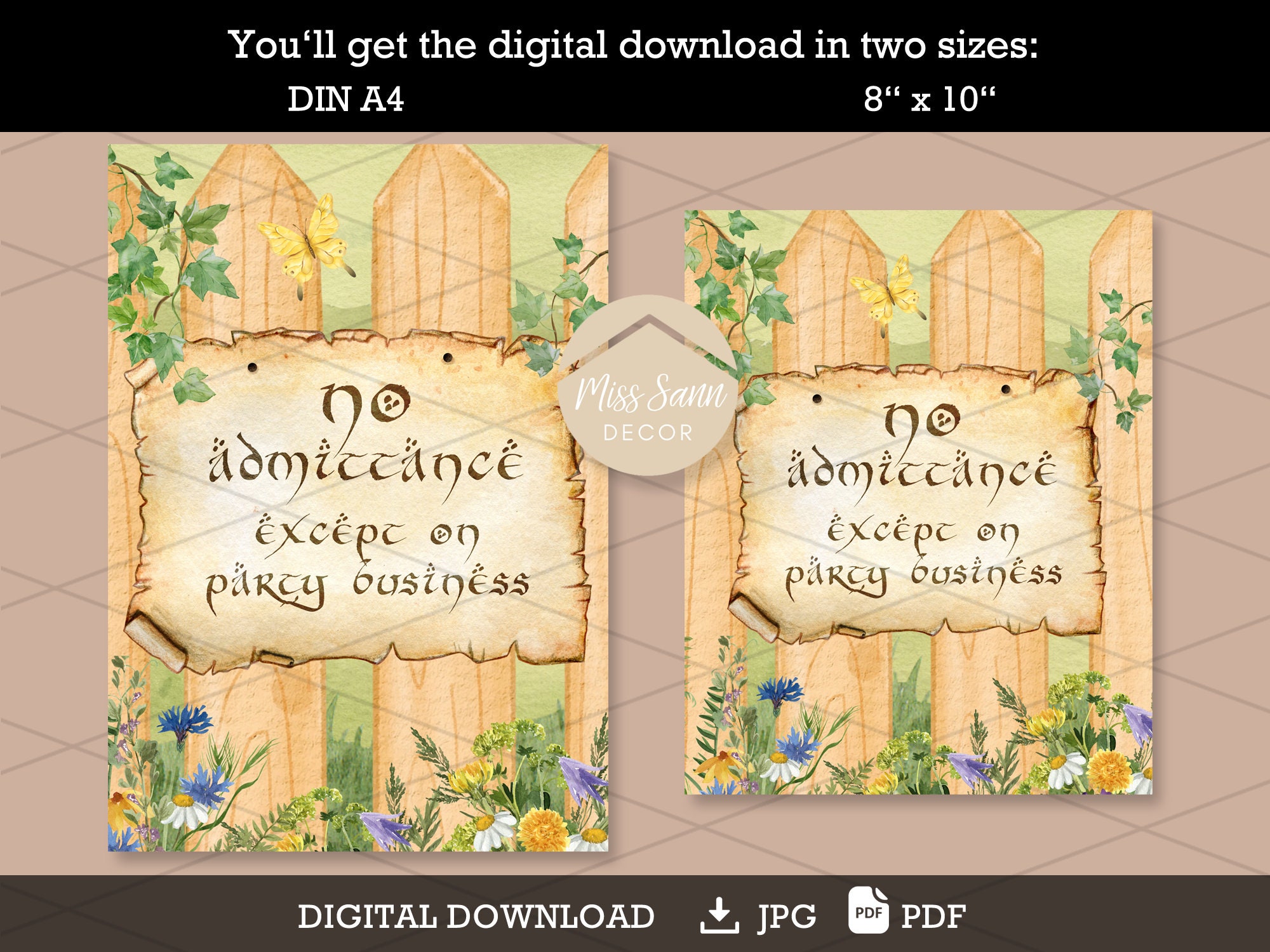 Lord of the Rings Bilbo Sign No Admittance Except on Party - Etsy