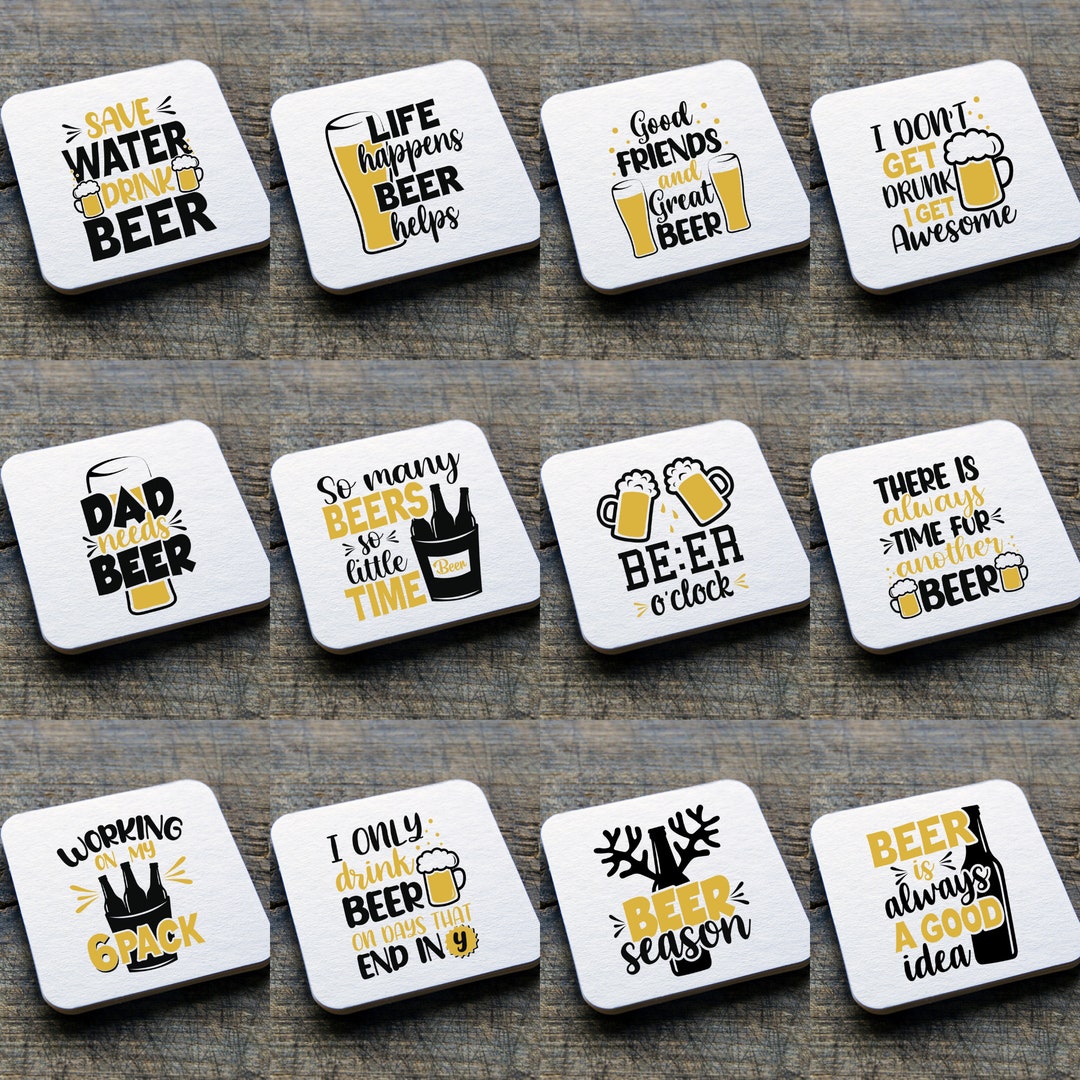 Funny Beer Coaster SVG Bundle: 12 Unique Designs (cricut, Silhouette ...