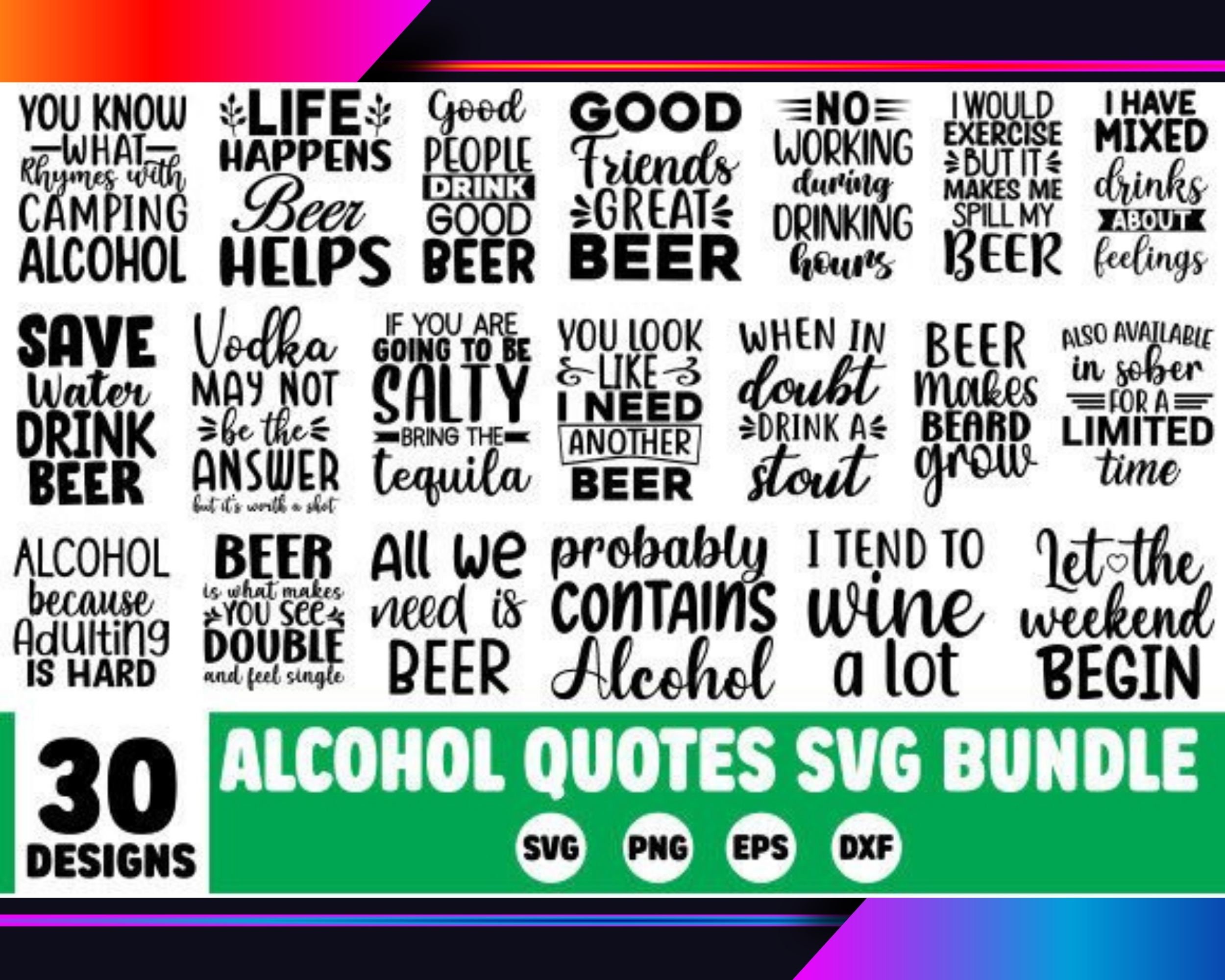 Alcohol Drinking Svg Bundle Funny Drinking Quotes Svg - Etsy