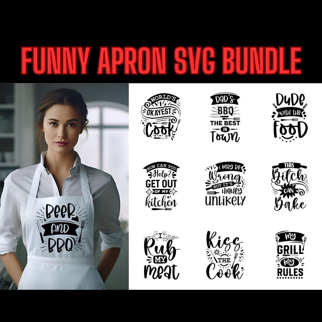 Funny Apron SVG Design Bundle, Chef BBQ Graphics (digital Files) - Etsy