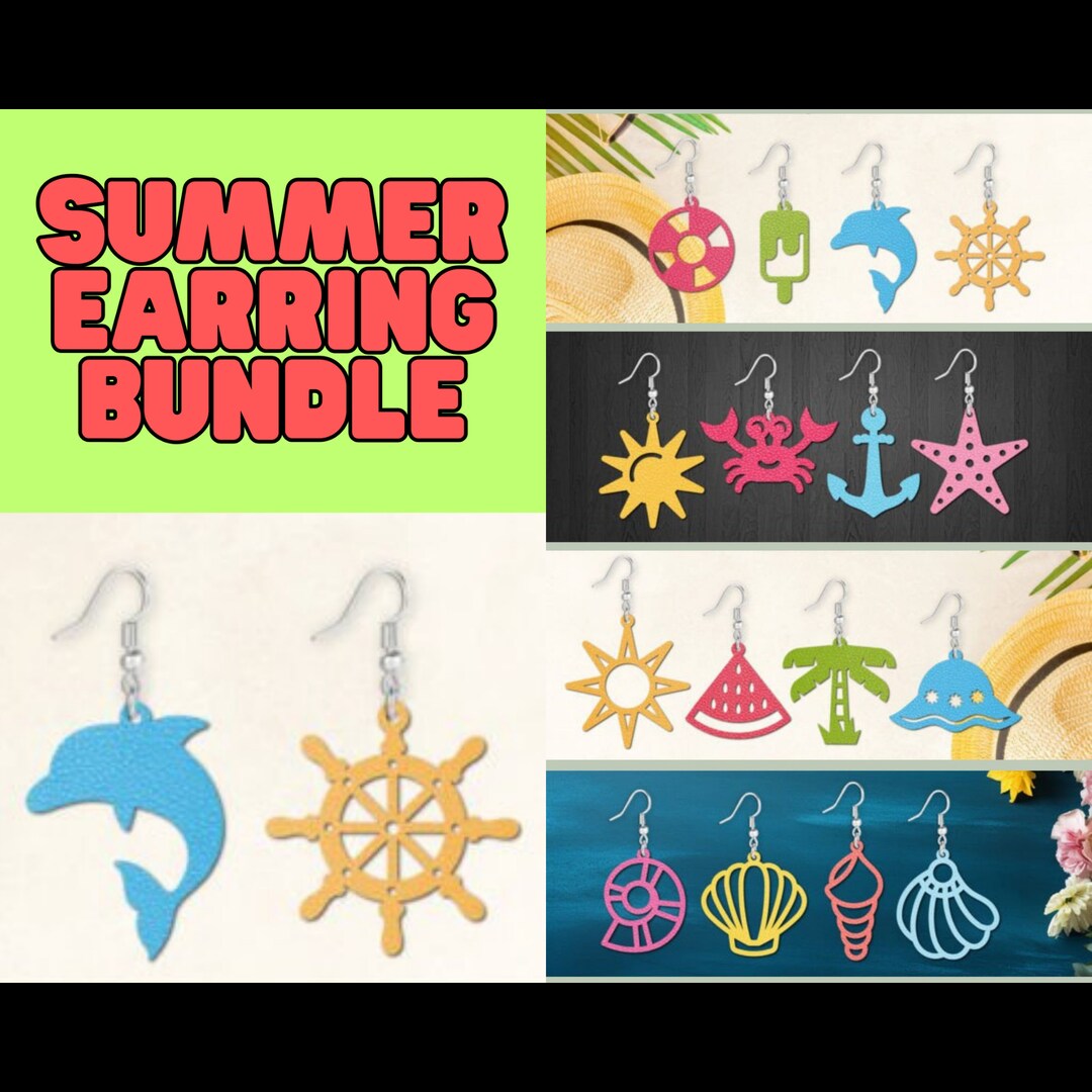 Summer Beach Earring SVG Bundle: 16 Unique Designs (cricut, Silhouette ...