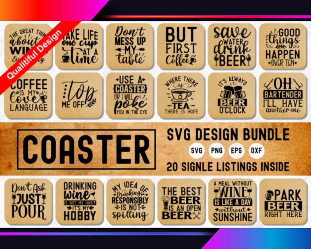 Coaster Svg Bundle Beer Coaster Svg Wine Coaster Svg Coffee - Etsy