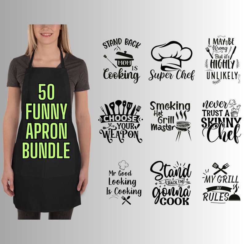 Funny Apron Sayings SVG Bundle: Kitchen Quotes, Cricut & Silhouette Cut ...