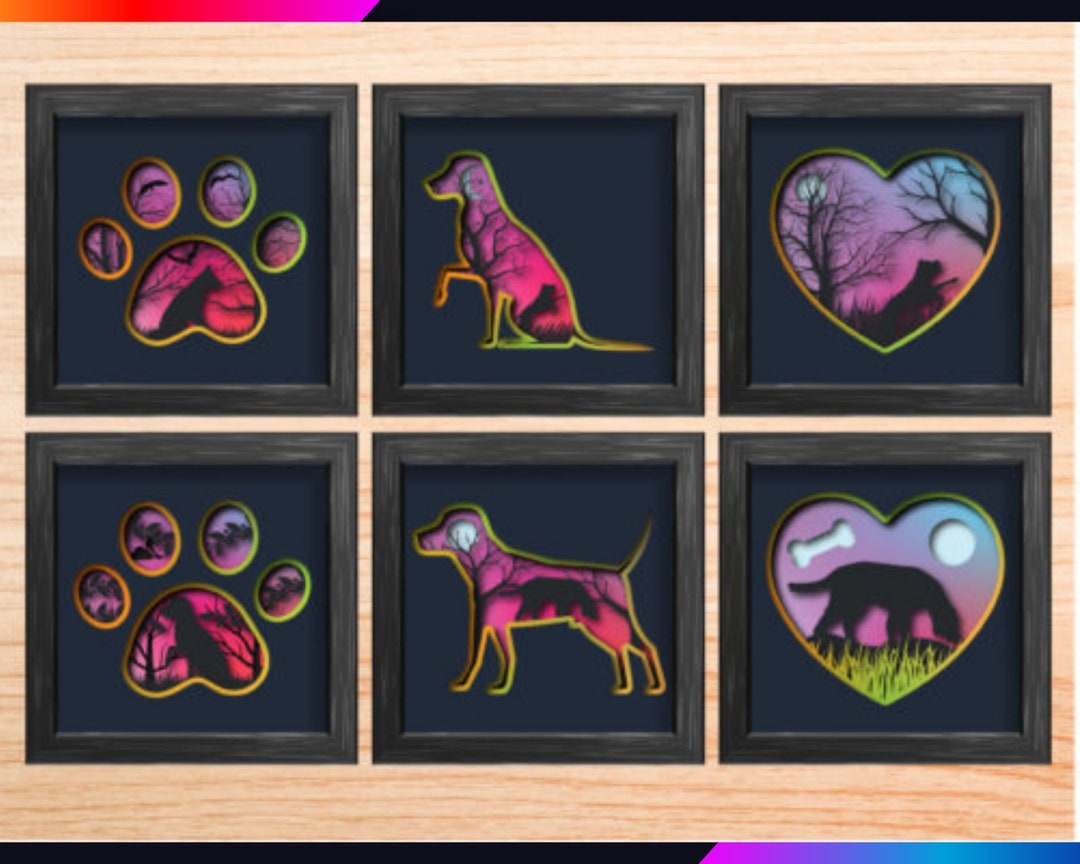 Dog Shadow Box Svg Bundle 3D Layered Dog Svg Multilayer Dog - Etsy Portugal