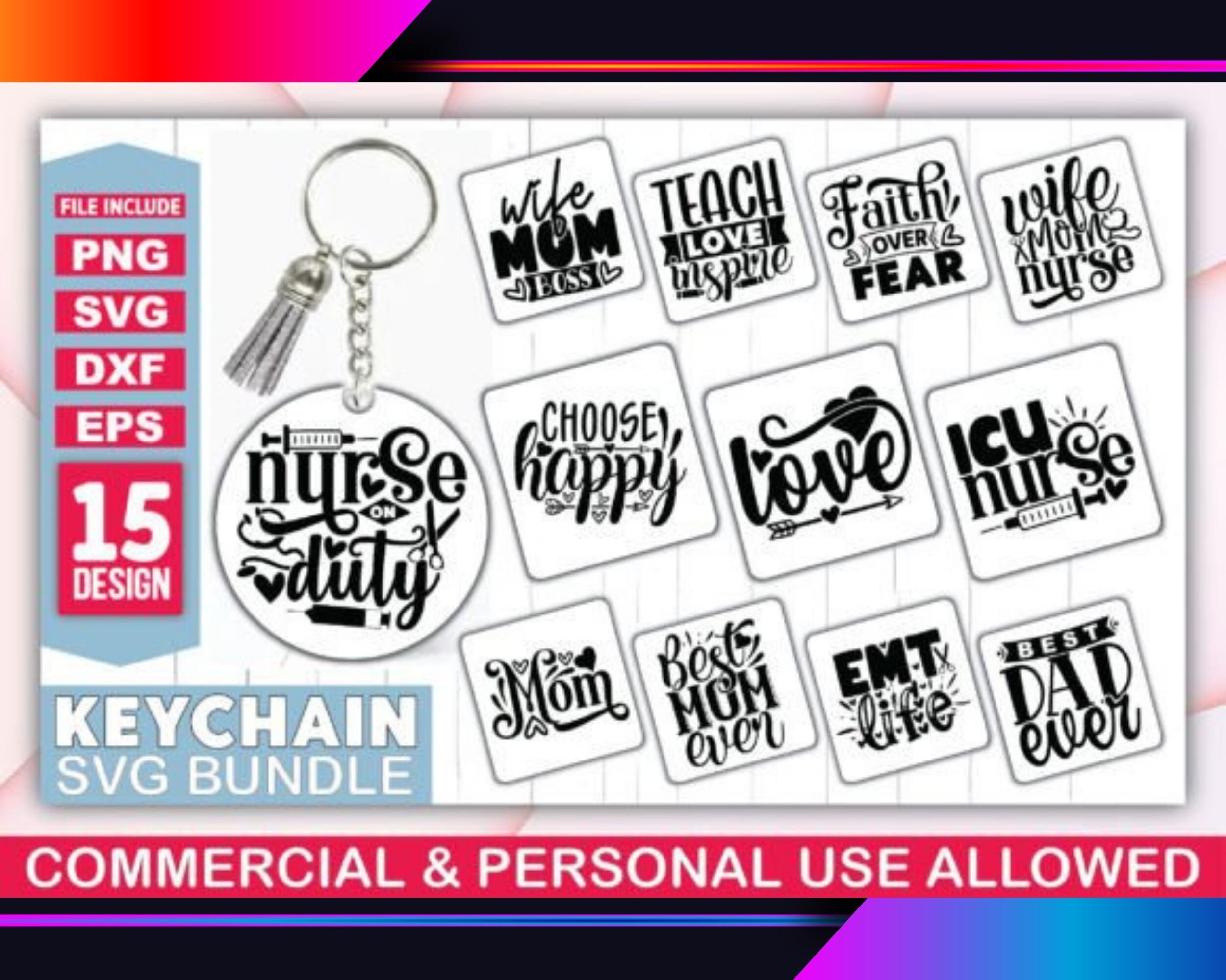 Keychain Svg Bundle Motivational Quotes Keychain Svg - Etsy