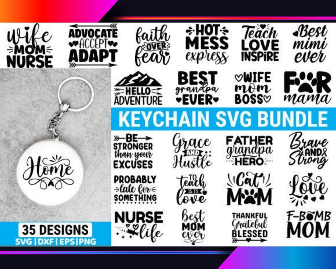 Keychain Quotes Svg Bundle Round Keychain Svg Designs for - Etsy