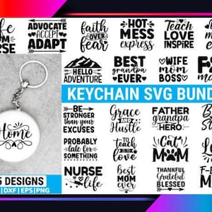 Keychain Quotes Svg Bundle Round Keychain Svg Designs for - Etsy