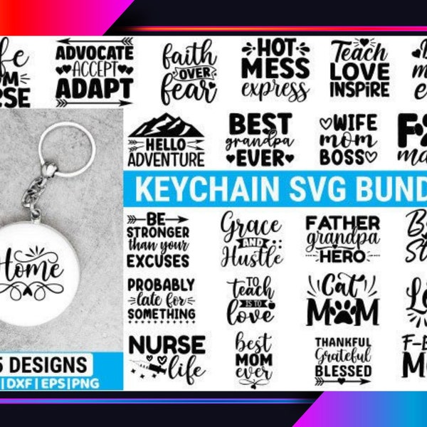 Keychain Svg Round - Etsy