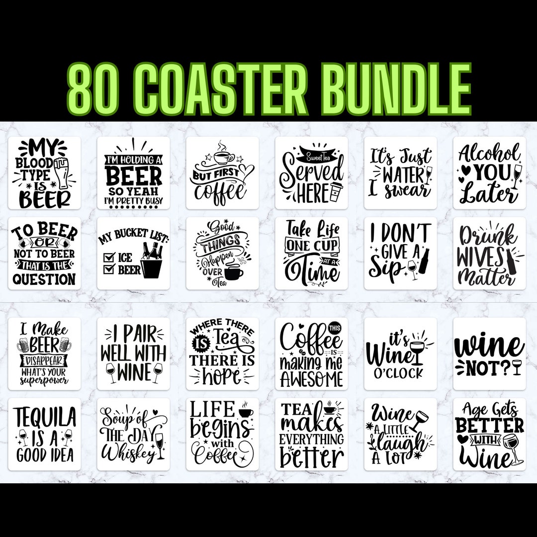 Drink Coaster Svg Bundle, Wine Coaster Svg, Beer Coaster Svg, Coffee ...