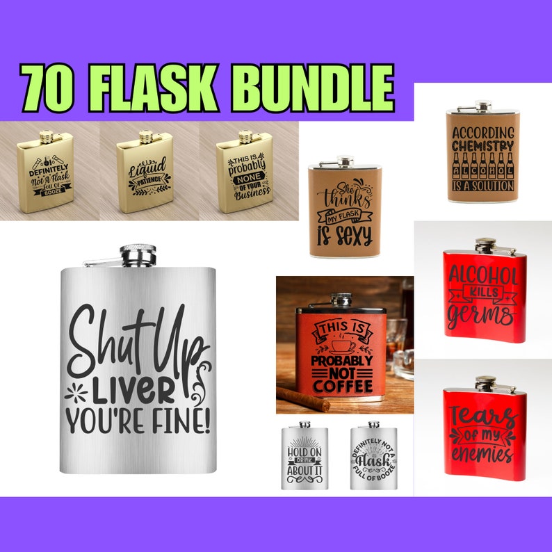 Flask SVG Bundle: Funny Alcohol Quotes, Cricut & Silhouette Cut Files ...