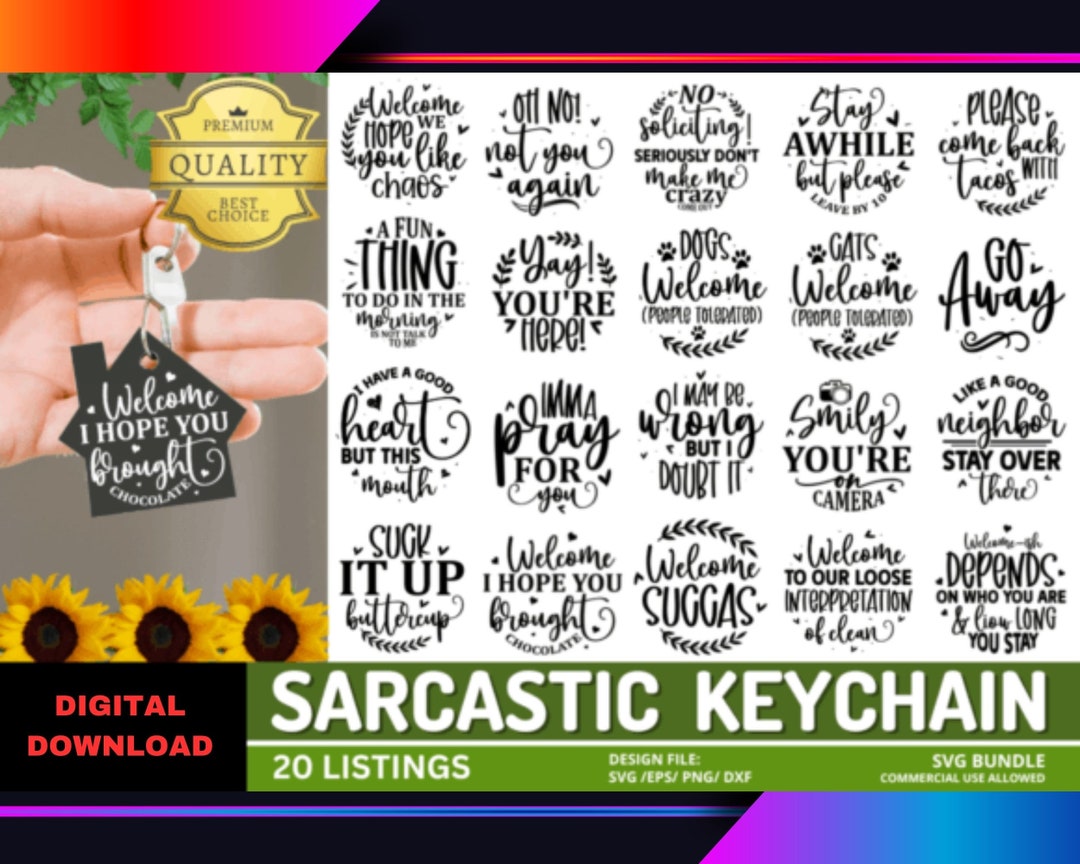 Keychain Quotes Svg Bundle Funny Keychain Svg Sarcastic - Etsy