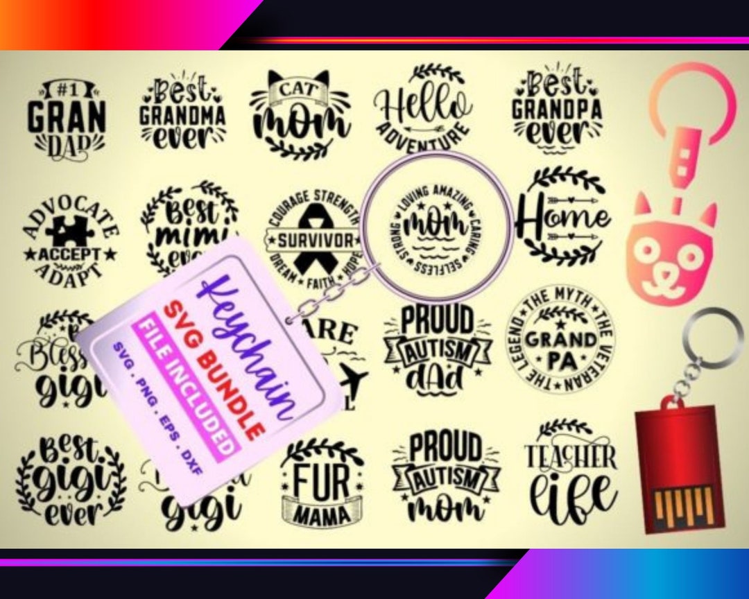 Keychain Sayings Svg Bundle Round Keychain Svg Designs for - Etsy