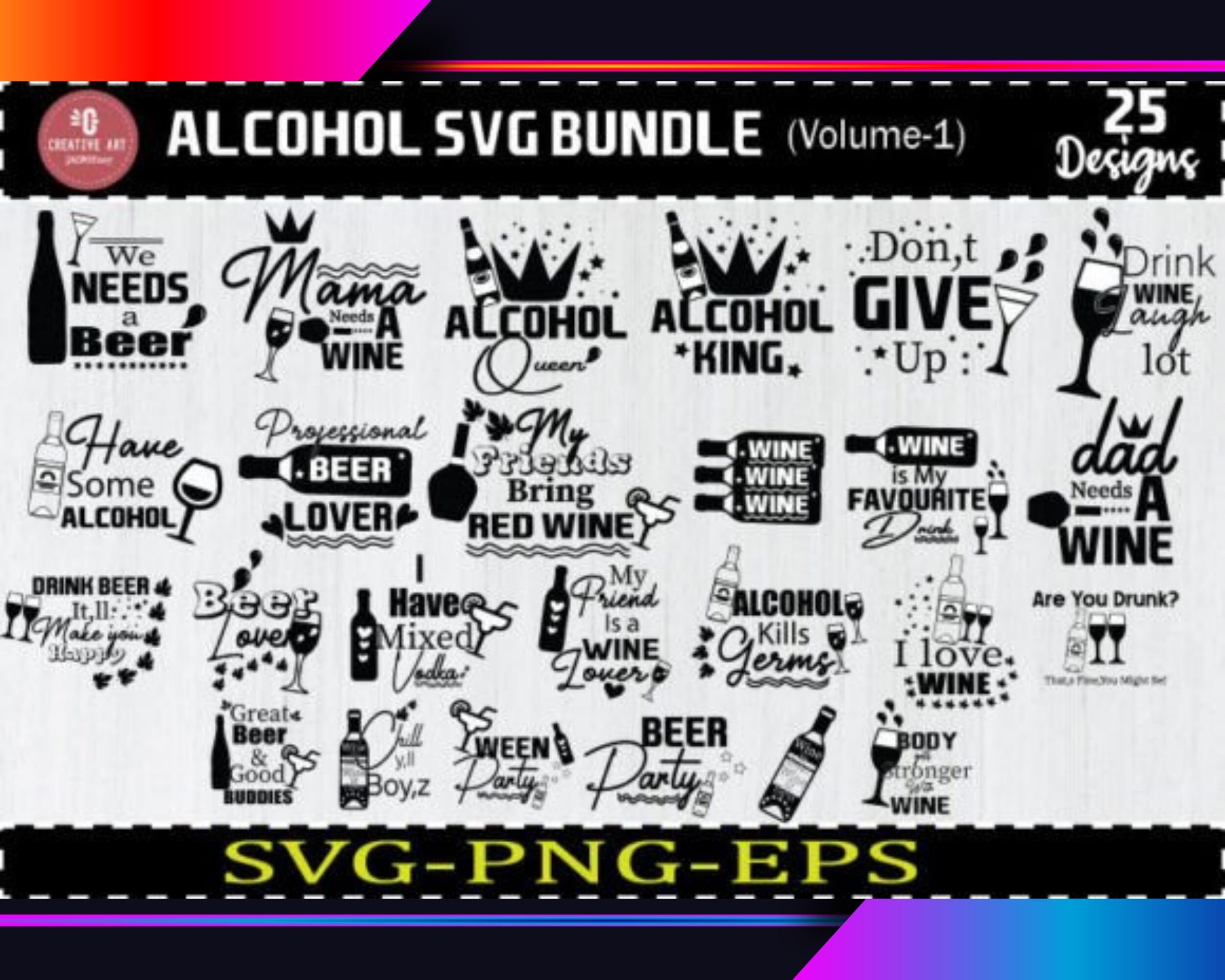 Alcohol Svg Bundle Drinking Svg Alcohol Quotes Svg Wine - Etsy