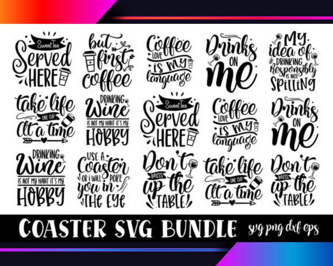 Coaster Svg Bundle Coffee Coaster Svg Tea Coaster Svg Wine - Etsy