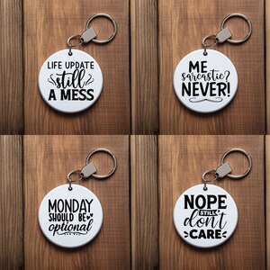 Funny Sarcastic Keychain Svg Bundle, 18 Unique Designs, Files for ...