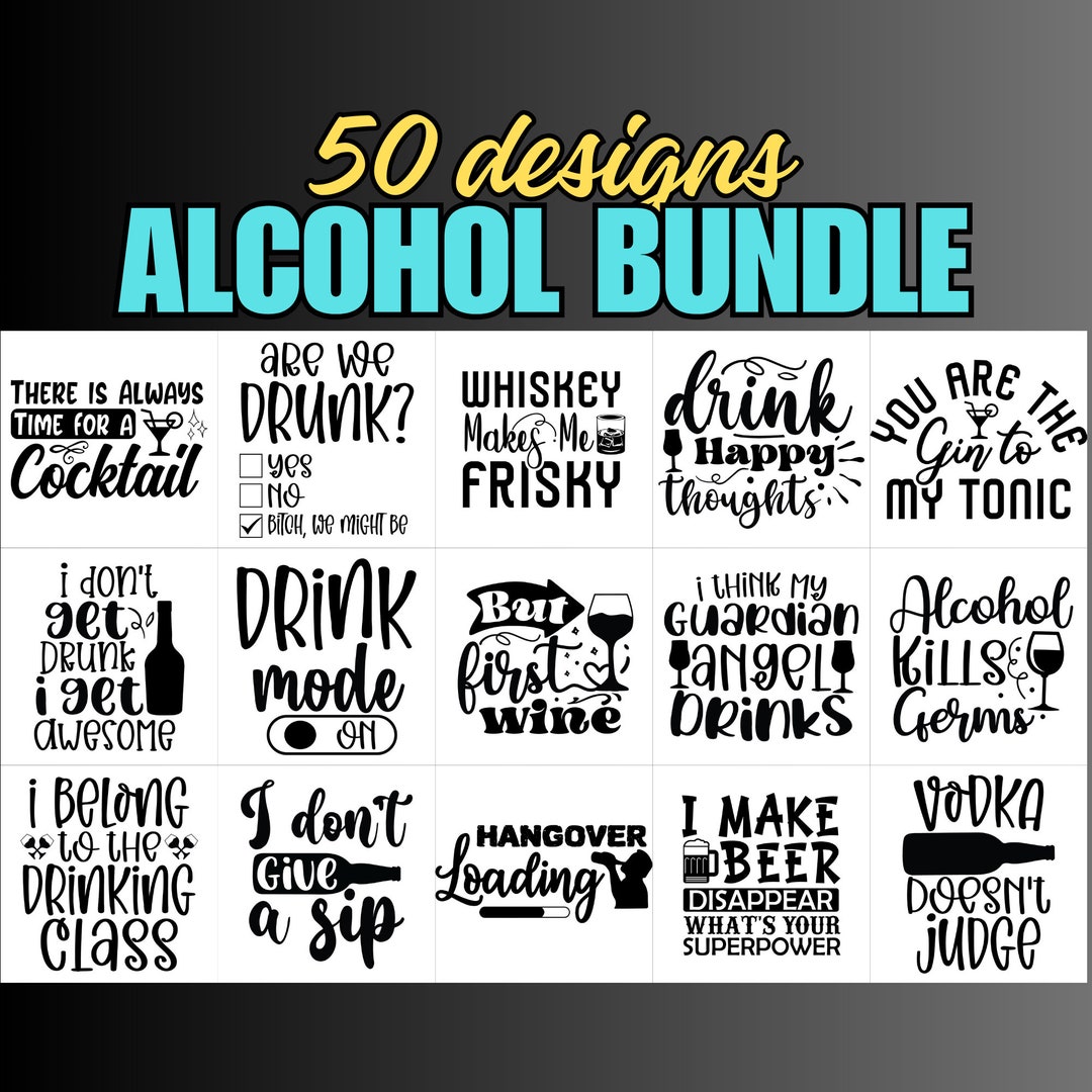 Funny Alcohol Svg Bundle, Drinking Svg, Alcohol Quotes Svg, Gin Svg ...