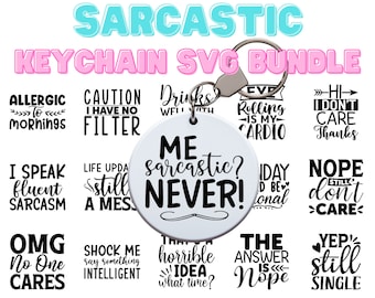 Funny Sarcastic Keychain Svg Bundle, 50 Unique Designs, Files for ...