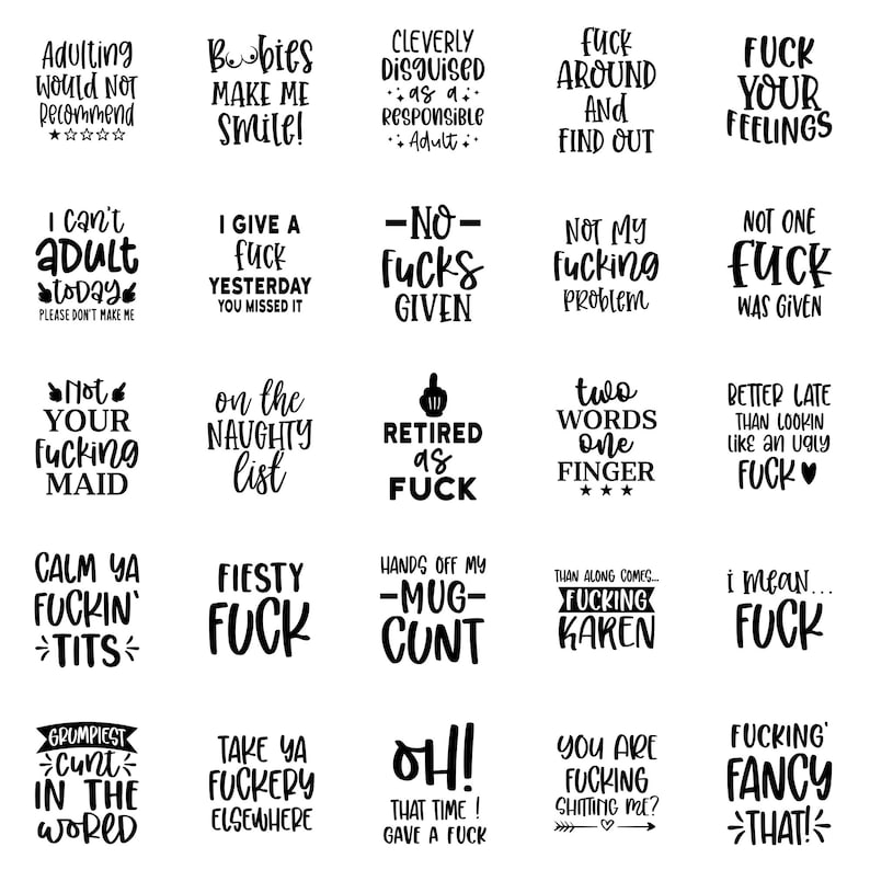 Rude Humor SVG Bundle, 27 Designs, Cricut, Silhouette, Glowforge - Etsy