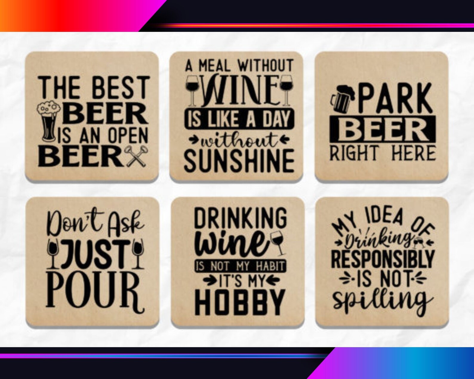 Coaster Svg Bundle Beer Coaster Svg Wine Coaster Svg Coffee - Etsy