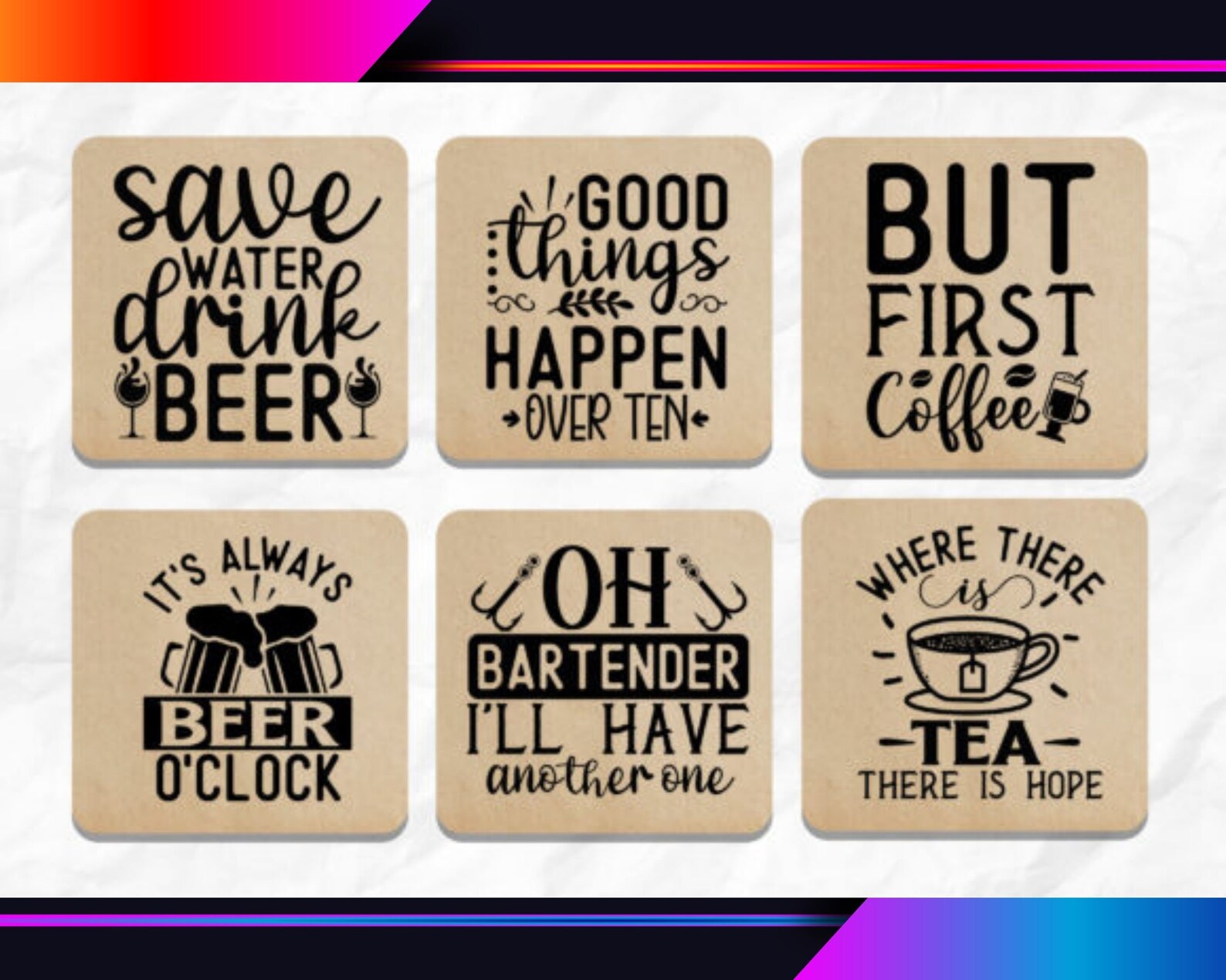 Coaster Svg Bundle Beer Coaster Svg Wine Coaster Svg Coffee - Etsy