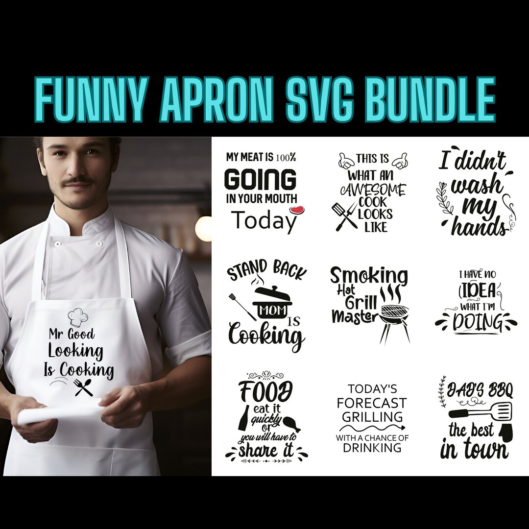 Funny Apron SVG Design Bundle: Chef BBQ Graphics (digital Files) - Etsy