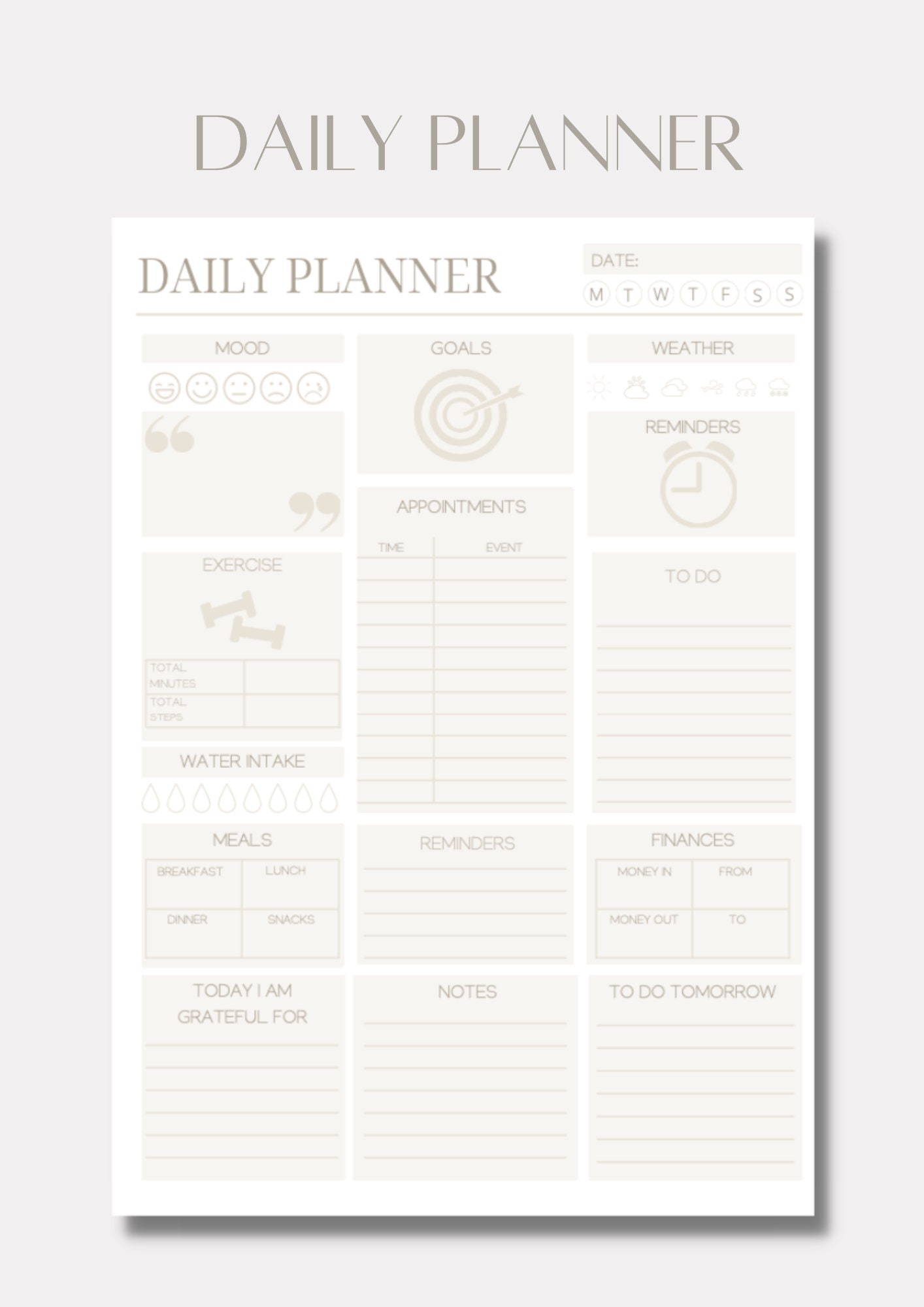 Digital Planner, Printable Planner, Planner Inserts Set, Daily Planner ...