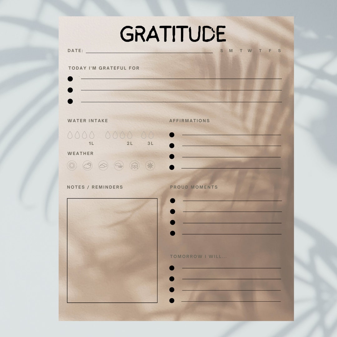 Gratitude PDF Printable Download Boho Themed - Etsy