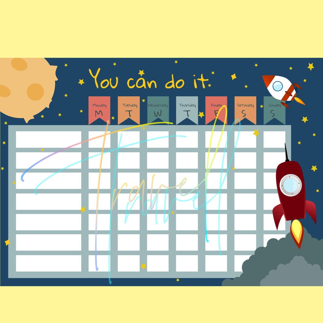 You Can Do It Weekly Kids Chore Chart PNG Printable File Digital ...