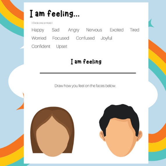 I Am Feeling Daily Feelings Worksheet for Kids Homeschool - Etsy