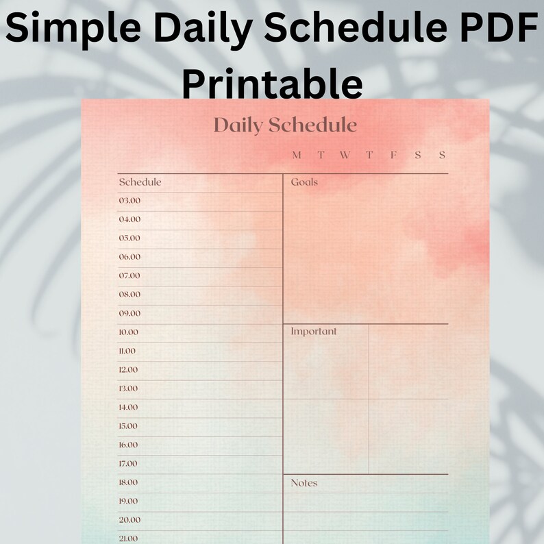 Watercolor Daily Planner PDF Printable Download Daily Planner - Etsy