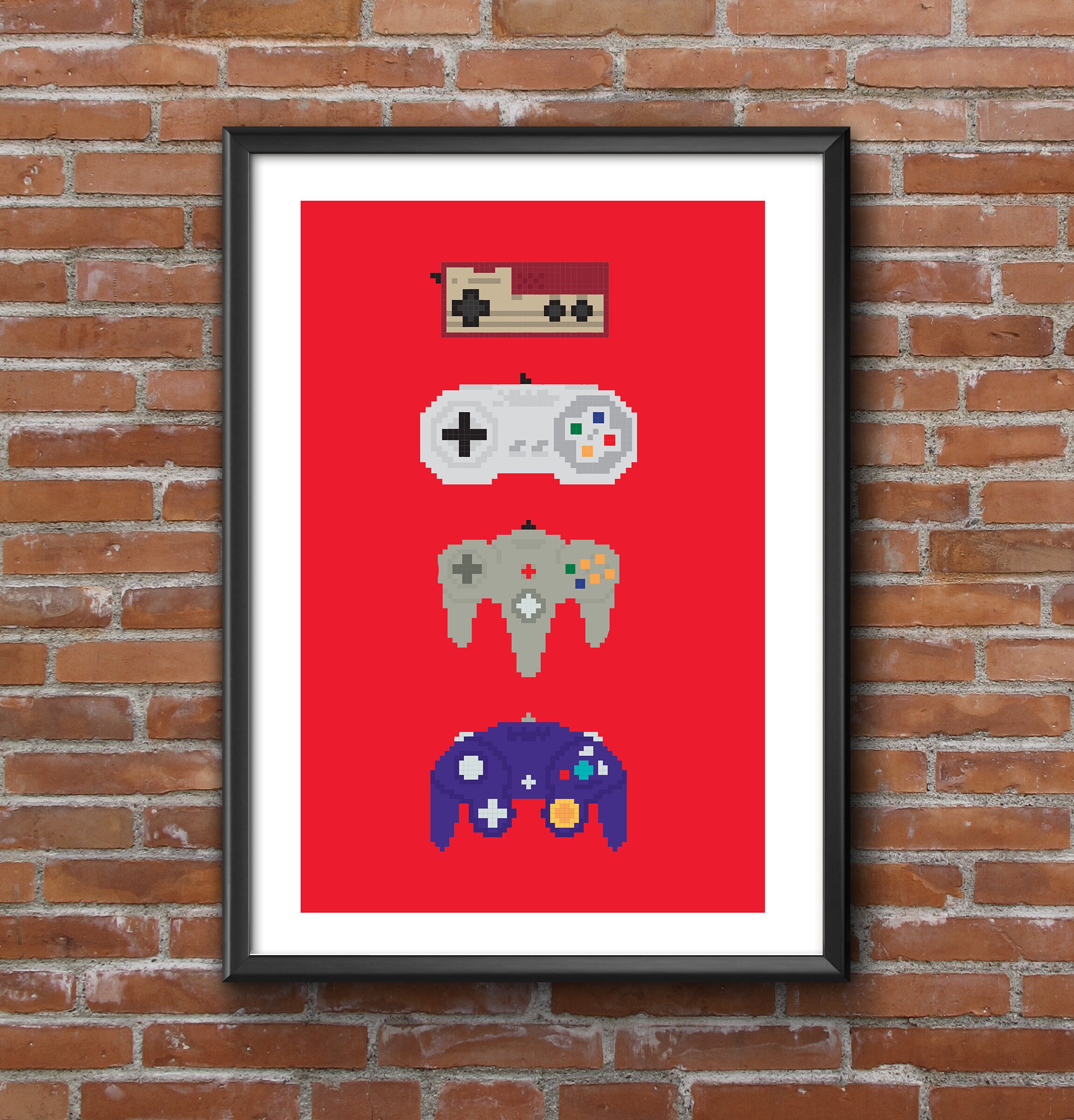 Retro Pixel Controllers Poster Pack BUNDLE Complete Pack of 3 Wall Art ...